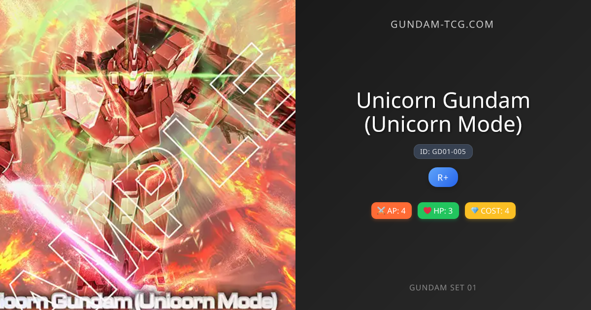 Unicorn Gundam (Unicorn Mode) - R+ - GD01-005 | Gundam TCG